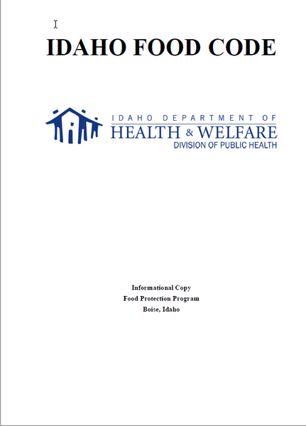 Idaho Food Code *PDF Download* – Idaho Health Tools