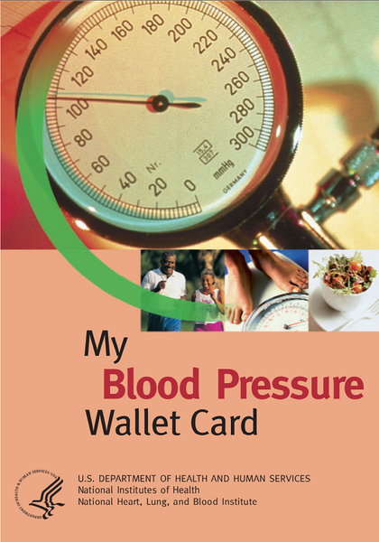 Blood Pressure Wallet Card (English only) - Ships in packages of 50, M ...
